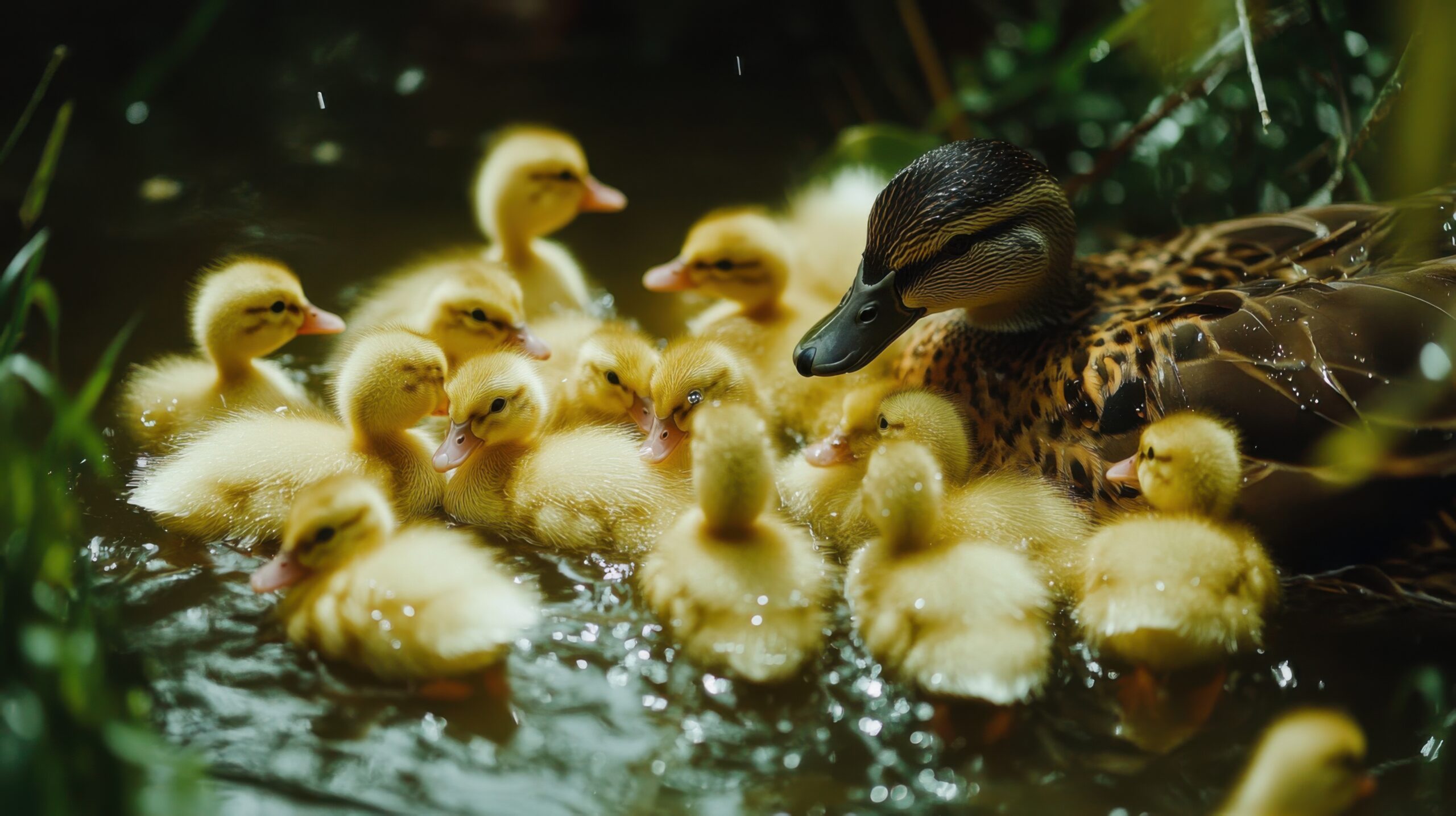 Baby Ducks with Mother