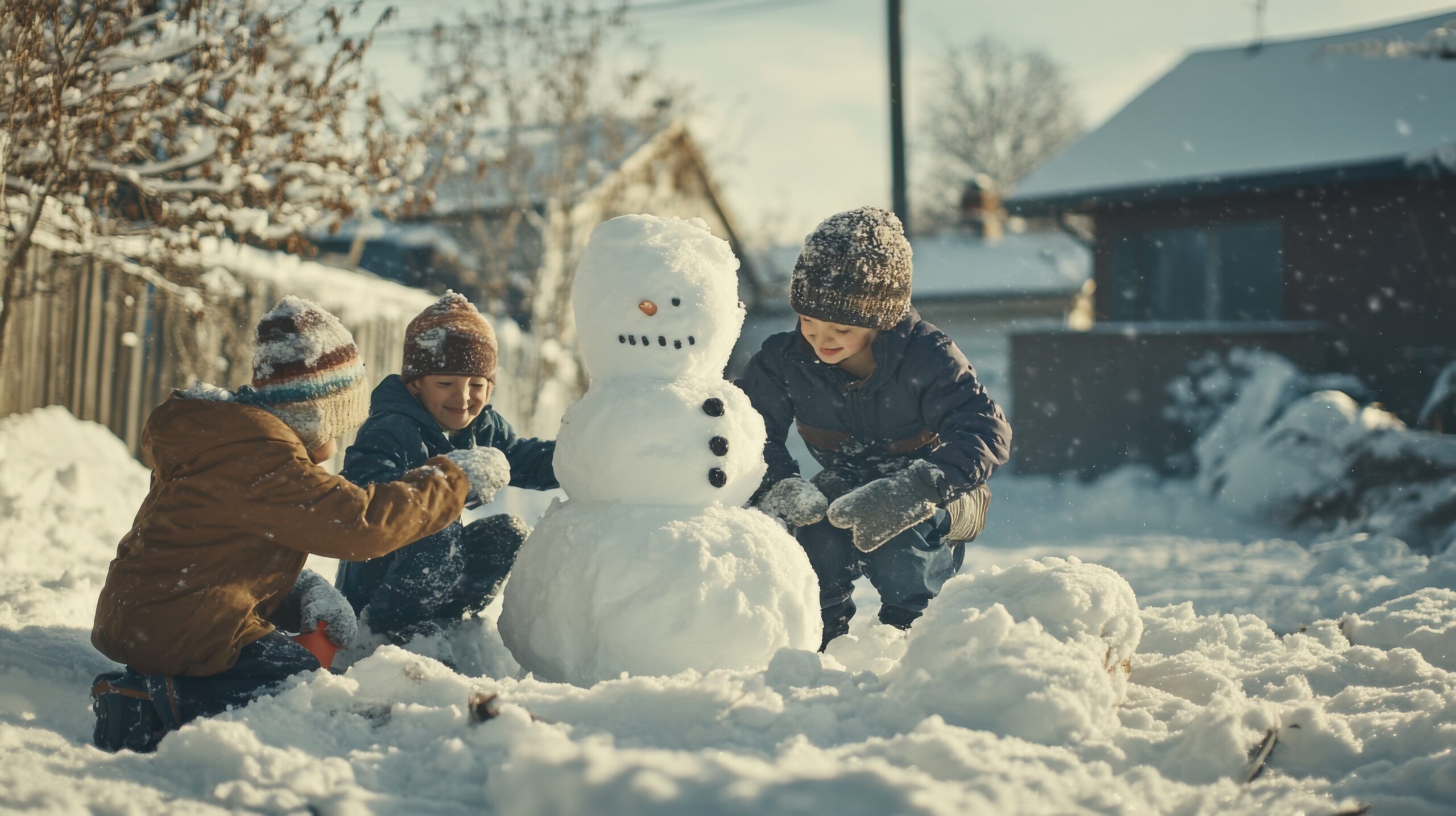 Kids Building a Snowman